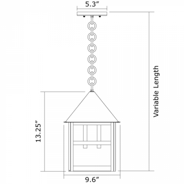 Bungalow™ Exterior 10" Wide Chain Hung Pendant - Brass Light Gallery