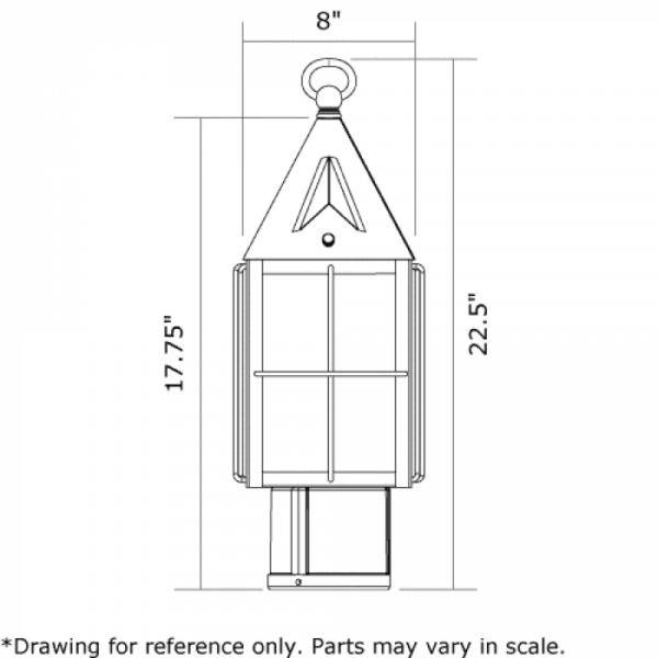 Lancaster™ Lantern 8" Wide Exterior Post Light - Brass Light Gallery