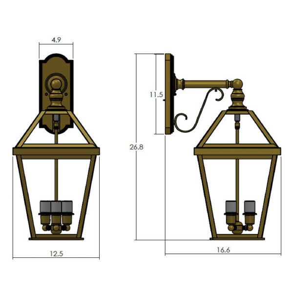 London™ Lantern 12" Wide Exterior Wall Light - Brass Light Gallery